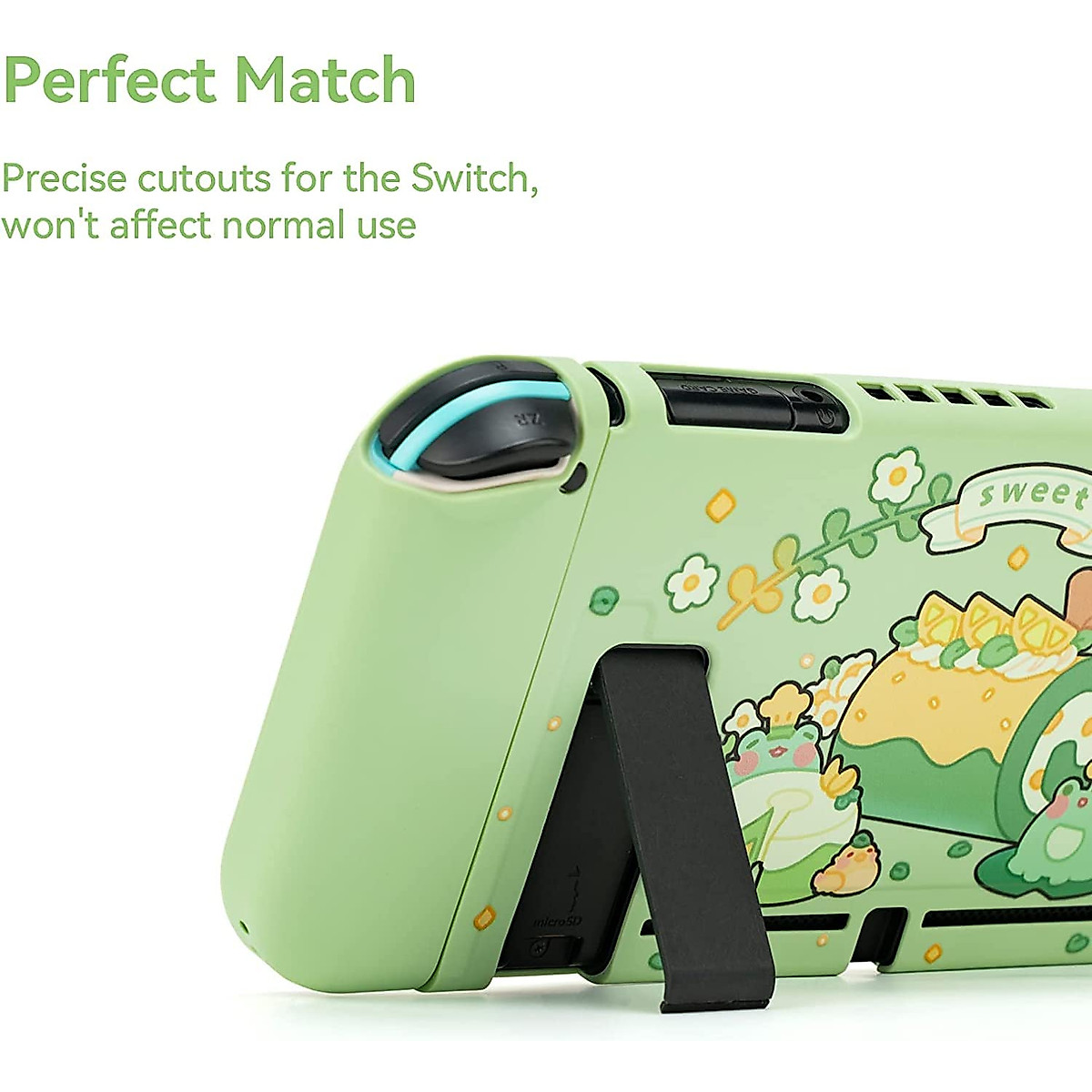 GeekShare Protective Case Compatible with Switch, Soft TPU Slim Case Cover Compatible with Switch Console and Joy Con Controller - Matcha Froggy