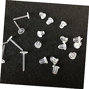 ABOOFAN 100 Pcs Plastic Post Earrings Earring Posts and Backs Clear earings Clear Stud Earrings Fashion Earrings Stud earings Head findings Earring pins Earrings Blank Stud Jewelry