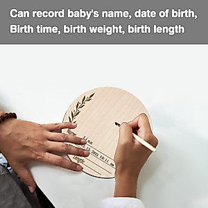 Mayyi Newborn Birth Announcement Sign,Personalized Baby Announcement，Custom Engraved Wooden Baby