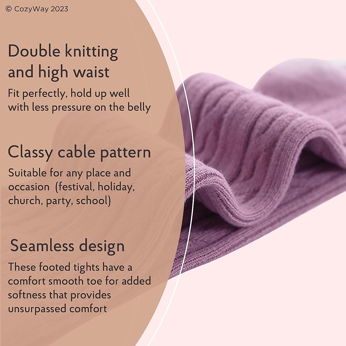 CozyWay Toddler Tights - Girls and Boys Leggins Cable Knit Comfy Cotton Toddlers 2T-4T Multicolor - 5 Pack