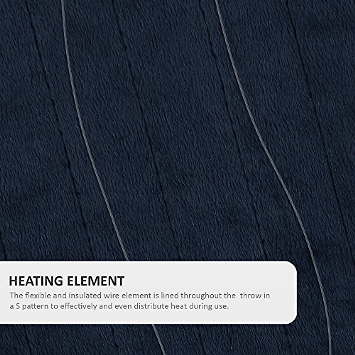 Beautyrest Brushed Long Fur Electric Throw Blanket Ogee Pattern Warm and Soft Heated Wrap with Auto Shutoff, 50 in x 60 in, Sapphire Blue