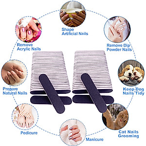 Nail Files (50 Pack), 3.6 Inch Emery Board Nail File for Acrylic and Natural Nails, 100/180 Grit Small Double Sided Fingernail Files Bulk Mini Professional Finger Nail Filer Manicure Set Black/White