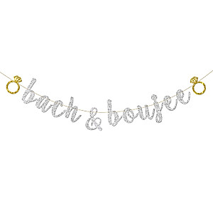 INNORU Bach & Boujee Banner, Bridal Shower, Engagement Party Decorations, Boujee Bride Banner, Wedding Bachelorette Party Decorations, Silver Glitter