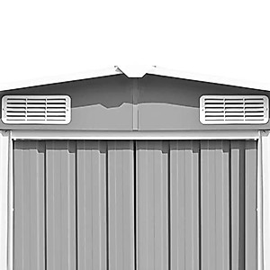 Garden Metal Storage Shed | Outdoor Tool Shed Storage Room with Vents | Storage Sheds with Door for Outside Patio Backyard Yard Lawn | Gray Galvanized Steel 101.2"x 154.3" x 71.3" by FurturHome
