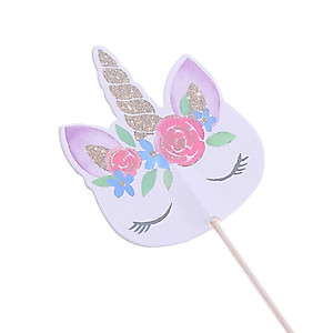 CCINEE 48pcs Rainbow Unicorn Cupcake Toppers Picks Double-Sided Paper Unicorn Cake Toppers for Birthday Party Dessert Decoration