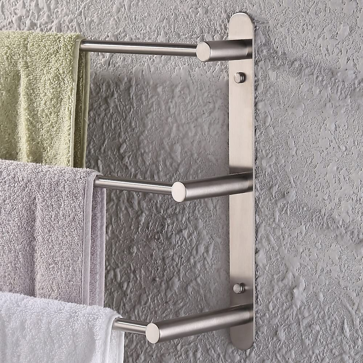 ONEMTB 304 Stainless Steel Towel Rack 3-Layer Towel Bar Kitchen Hardware Pendant Bath Towel Rack Drawing Bathroom Towel Hanging Rack Wall Mounted Towel Rack Shower Tidy Hanging Shelf Organizer Bar
