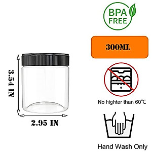 MANSHU 6 Pack 8 Oz Clear Empty Slime Storage Containers, Slime Jars with Lids for little arts and crafts and household supplies, Black Lid