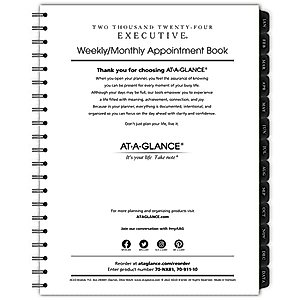 AT-A-GLANCE 2024 Weekly & Monthly Refill for 70-NX81, 8-1/4" x 11", Large, Executive (709111024)