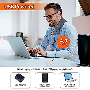 Comfheat USB Neck Heating Pad with Vibration Heated Neck Wrap for Pain Relief, Neck Massage Heat Pad Thermal Wram Therapy for Soreness Stiffness, 3 Heat Levels Auto Shut Off (Non-Rechargeable)