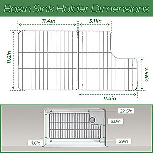 6639-ST Kitchen Bottom Basin Sink Rack for Kohler Whitehaven K-6488 and K-6489 304 Stainless Steel Sink