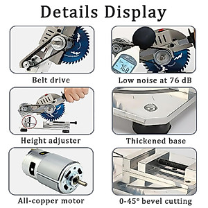 4" Mini Chop Saw, 9000 RPM – Adjustable 0-45° Angle & Height Miter Saw, Versatile Micro Cutter for Crafts – Ideal for Soft Metal, Wood, Aluminum – 110V, Includes 3 Blades