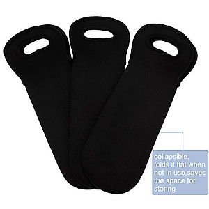 Eacolle Wine Carrier Tote Bag Set of 3 Neoprene Champagne Bottles Protective Travel Bag Beer Cans Water Bottle Holder for Safe Transportation(Black)