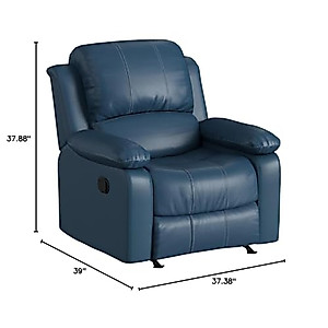 Comfort Pointe Clifton Navy Blue Faux Leather Glider Rocker Recliner