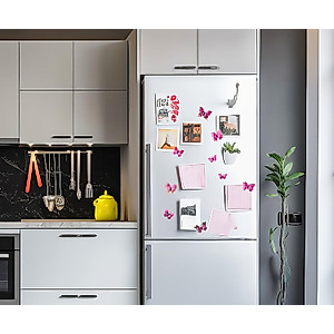 Tupalizy 12PCS Double Wings 3D Butterfly Wall Stickers Decals DIY Art Crafts Decorations for Windows Refrigerator Bedroom Classroom Bathroom Home Office Birthday Party Decor(Pink)