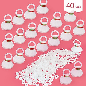 BATTIFE 40Pack Streamers Poppers, White Hand Throw Confetti Poppers, No Mess Paper Crackers for Wedding Birthday Party Celebrations, White