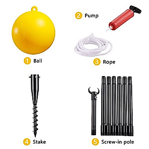 Tetherball Set with Base, 9.3FT Heavy Duty Tetherball Set Ball and Rope and Pole Portable for Kids Dogs Backyard