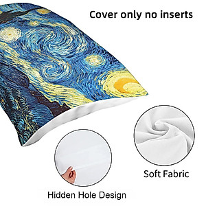 Yekiua Starry Night Pillow Cases Van Gogh Oil Panting Art Classic Creative Star Cloud Universe Pillow Sham Throw Pillow Covers One Side Printing 20X36 Inches King Size