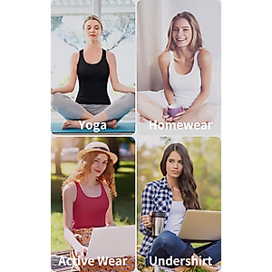 beautyin Tank Tops for Women with Built in Bra Racerback Camisole 2 Pack Aqua L