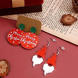 Christmas Earrings For Women Holiday Earrings Christmas Stud Earrings Dangle Acrylic Christmas Tree Earrings Christmas Gnomes Gingerbread Man Earrings Christmas Jewelry Bulk 4 Pairs…