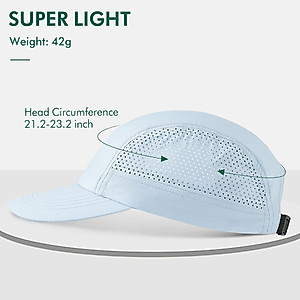 zowya Cool Sun Hat Outdoor Sport Cap Breathable Quick Drying Waterproof Unstructured Running Climbing for Men Women Light Blue, Light Thin Soft Night Reflection