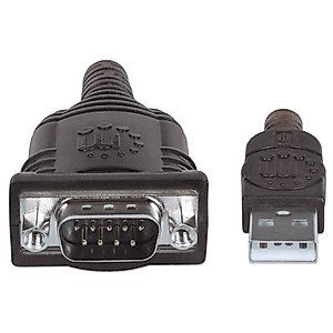 Manhattan USB to RS232 Serial Adapter Converter – Long 18 Inch Cable Cord, 24 AWG - Connects Serial Device to a USB Port, FTDI Chipset, Compatible with Window, Linux, Mac – 3 Year Mfg Warranty–205153