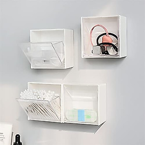 4PCS Clamshell Storage Box, Cotton Swab Storage Box, for Cotton Balls,Cotton Swabs,Cotton Rounds,Makeup Pads Storage Canister, for Bathroom, Bedroom, Holder Wall Mount