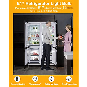 Tupolife KEI D28x kel 2816x Refrigerator Bulb 3W E17 LED Freezer Light Bulb Replacement, 5304522314 5304517886 Cool White 6000K 100V-265V Fridge Lamp, 1-Pack