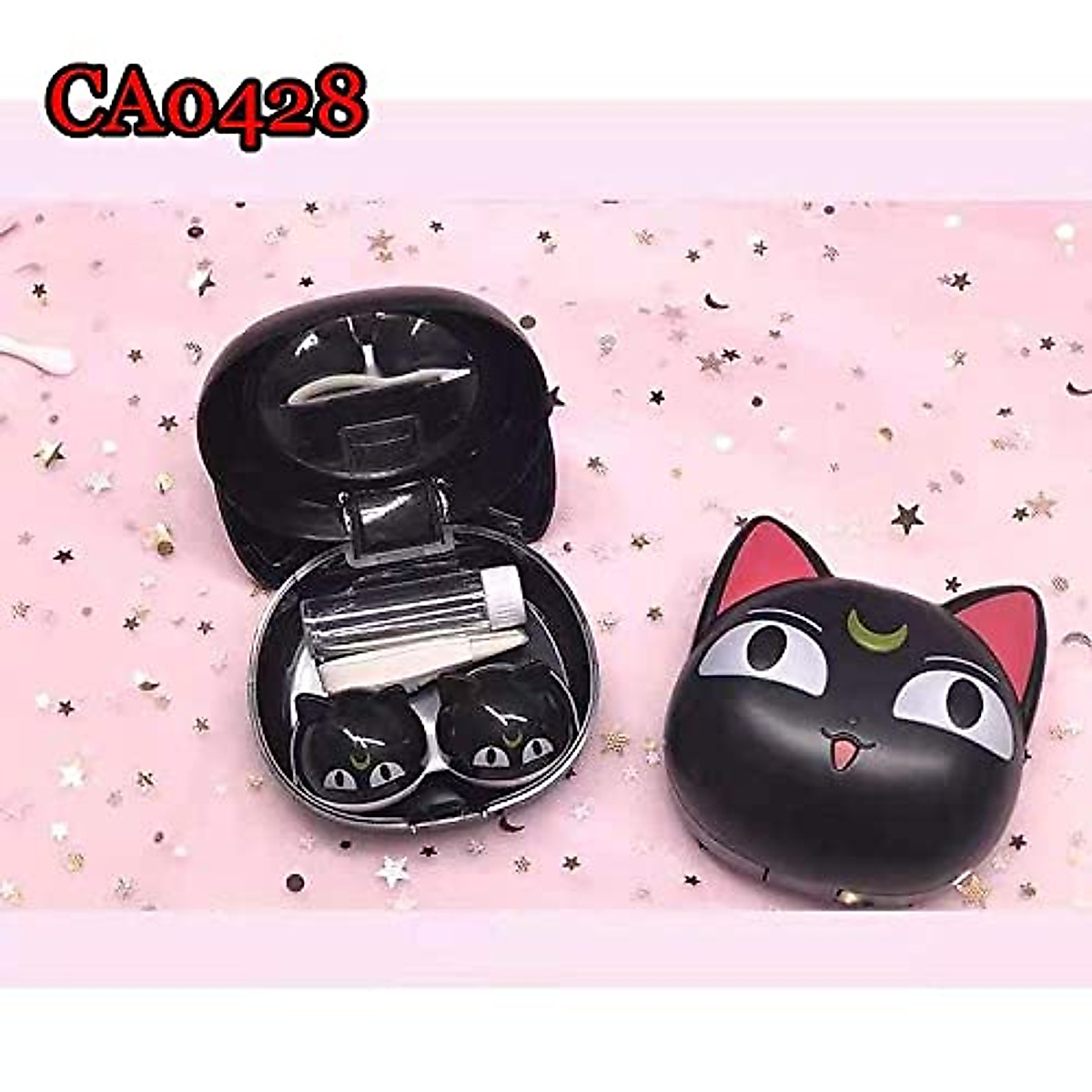 Anime Cute Cat Contact Lens Case Travel Box Container Care Kit Mirror +Bottle + Tweezers Container Holder