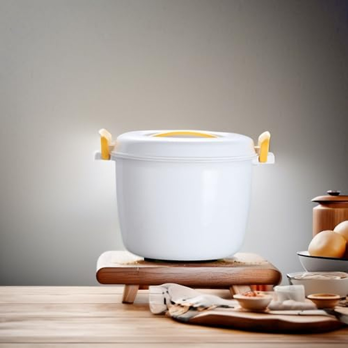 Luxshiny Microwave Pressure Cooker Microwave Rice Cooker Mini Rice Cooker Portable Steamer Pasta Cooker Food Steamer Pot for Cooking Soup Rice Stews and Oatmeal Yellow S Microwave Pasta Pot