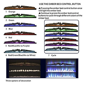 Top Space Wall Mount Fireplace 48 Inch Electric Fireplace with Remote Control Timer, Adjustable Log or Crystal Flame, 1500W, Black