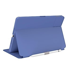 Speck Balance Folio Case for iPad 10.2 Inch (2019-2021) - Drop & Camera Protection, Slim Multi Range Stand, Apple Pencil Holder - Grounded Purple/Sweater Grey/White