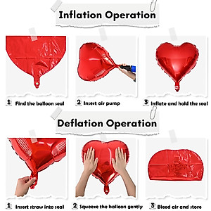 Red Heart Balloons, 18 Inch Red Heart Foil Balloons Large Red Foil Balloons Helium for Valentine's Day Party Decoration Red Heart Shape Mylar Balloons for Valentines Day Birthday Wedding Bridal