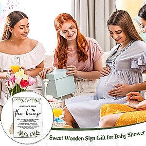 Cool Baby Shower Games Baby Shower Game Sign a Message from The Bump Wooden Game Sign Greenery Baby Shower Games Tabletop Decor for Baby Shower Gender Reveal Party Decoration, 11.2 x 8.66 Inches