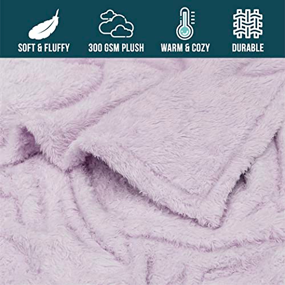 PAVILIA Plush Sherpa Throw Blanket for Couch Sofa | Soft Fluffy Shaggy Fleece Blanket | Fuzzy, Cozy, Warm Microfiber Throw Solid Blanket, Lavender Light Purple, 50x60