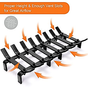 WILLOW WEAVE 20" Fireplace Grate Wood Stove Grate Rack Stove Burning Rack Heavy Duty Solid Steel 8-Bars Firewood Holder Easy Assembly Fire Grate for Indoor Hearth Outdoor Firepit Matt Black
