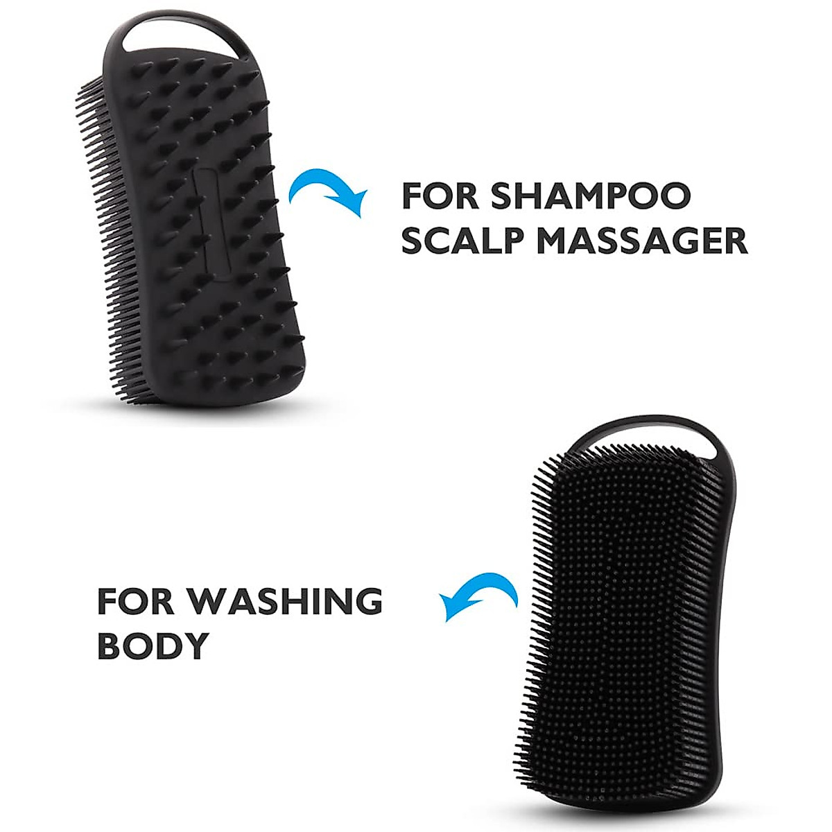 2 in 1 Soft Silicone Body Scrubber, Shower Loofah for Sensitive Skin, Lathers Well, Scalp Massager, Double-Sided Shampoo Brush For Gentle Exfoliating