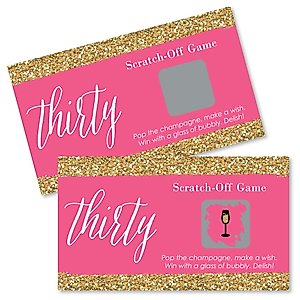 Big Dot of Happiness Chic 30th Birthday - Pink and Gold - Birthday Party Game Scratch Off Cards - 22 Count