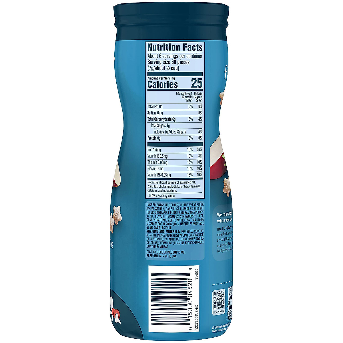 Gerber Graduates Puffs Strawberry Apple , 1.48 oz