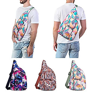 MJNUONE Unique Bohemia lattice Sling bag for Women Crossbody Chest Bag for Travel Outdoors Gym Biking