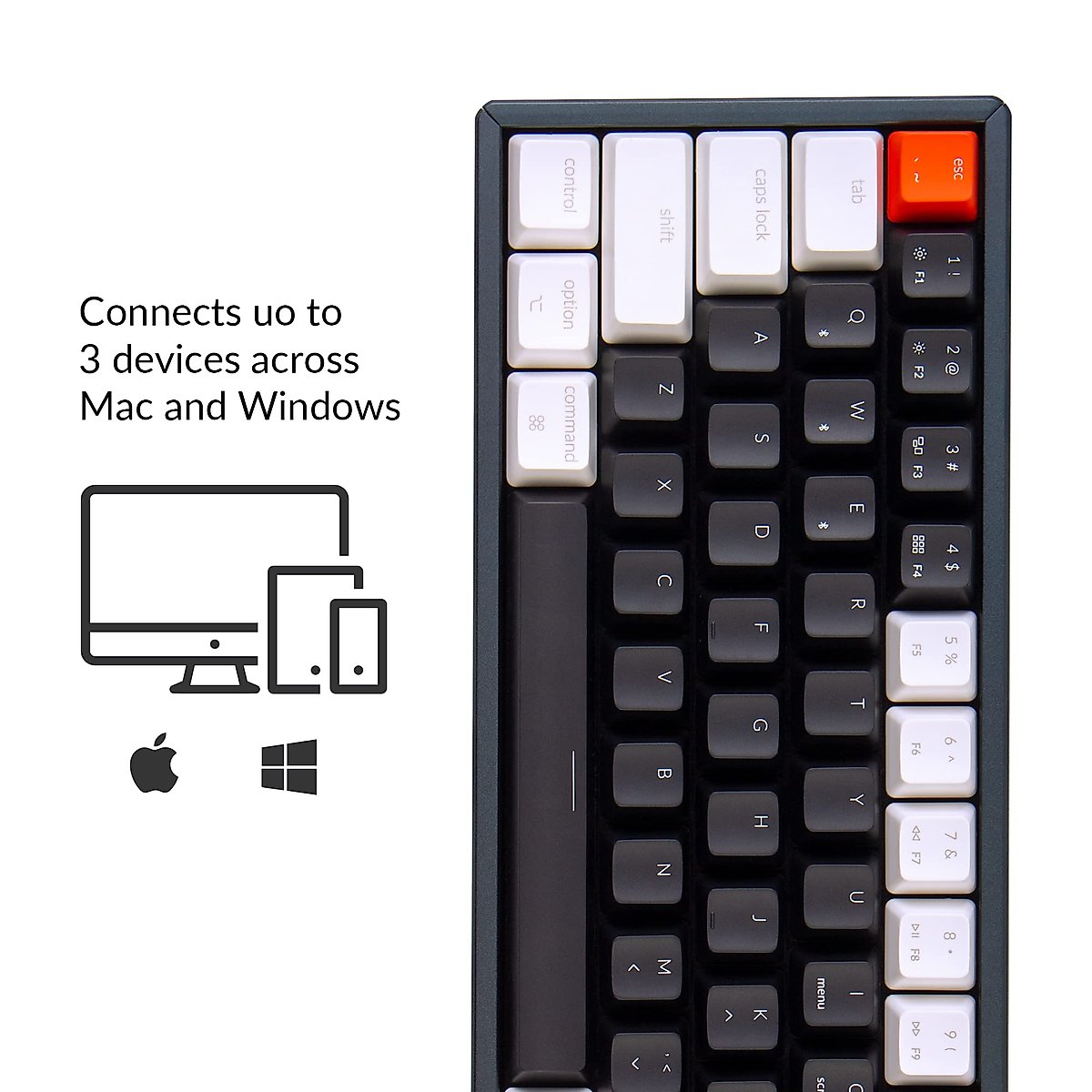 Keychron K12 60% Layout Bluetooth Wireless/USB Wired Mechanical Gaming Keyboard with Keychron Mechanical Brown Switch Aluminum Frame, Compact 61-Key Computer Keyboard for Mac Windowss