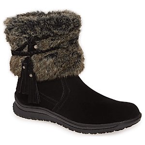 Minnetonka Womens Everett Shearling Boot, Black, Size 10