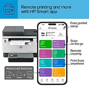 HP LaserJet Tank MFP 2604sdw Wireless Black & White Printer Prefilled With Up to 2 Years of Original HP Toner (381V1A)