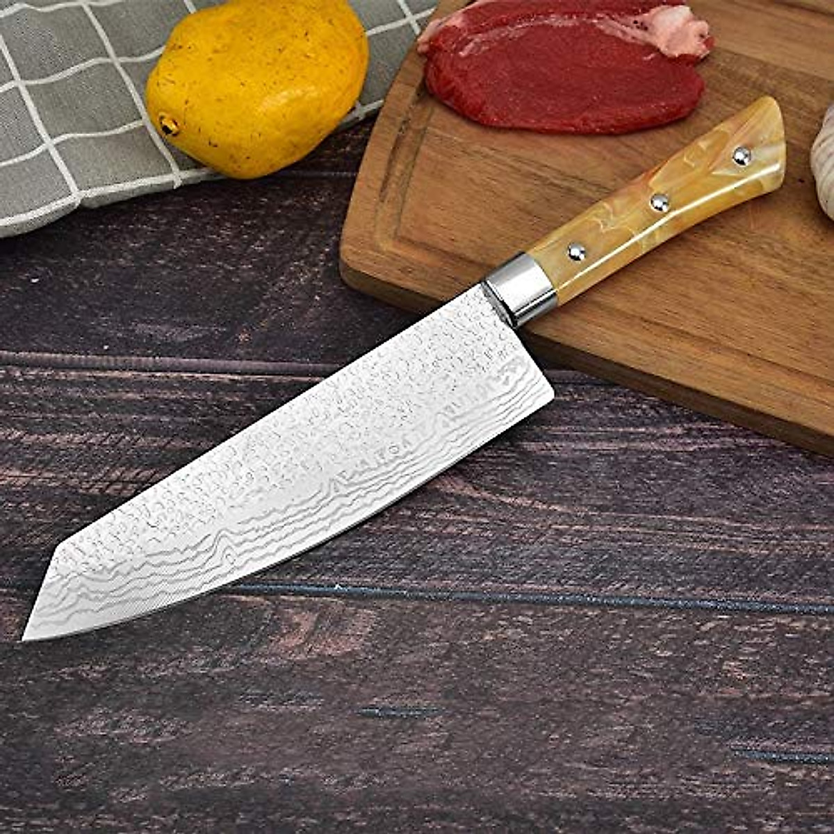 Tycos Chef Knife - Pro Damascus Pattern Kitchen Knife 8 Inch Chef's Knives Stainless Steel Sharp Paring Knife with Ergonomic Handle