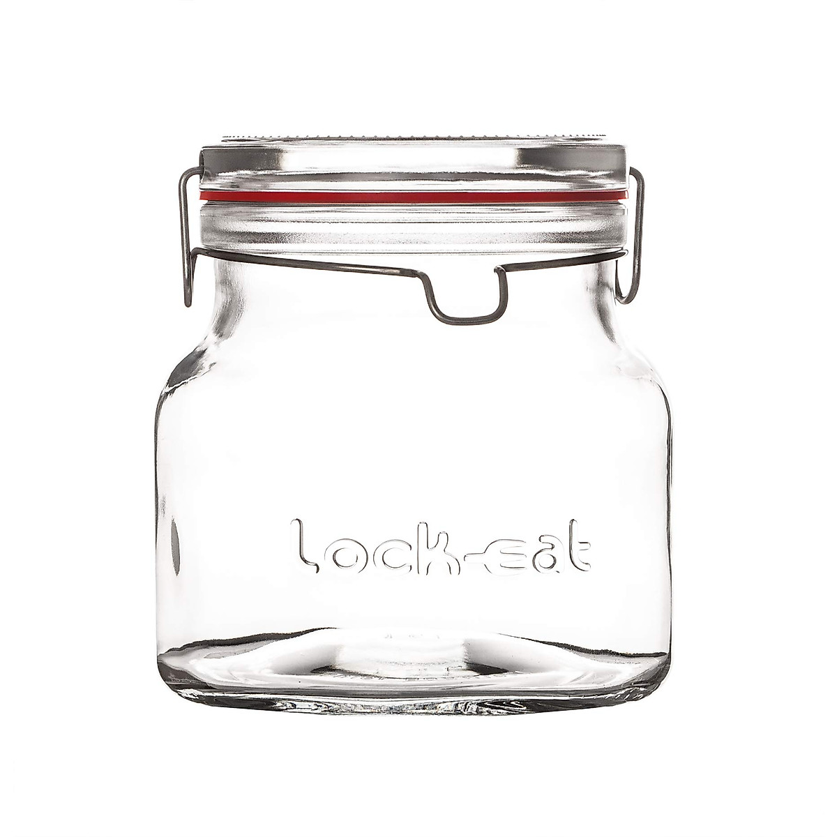 Luigi Bormioli Lock-Eat 50.75 oz Handy Jar (1 Piece) : Innovative Glass Lid, Easy to Close, Easy to Open, Dishwasher Safe, Microwave Safe, Canning Safe, Freezer Safe, Stackable Jars