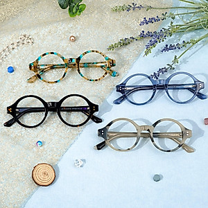 Zeelool Retro Round Blue Light Blocking Glasses for Women Men ZJGA000249-05B Flower