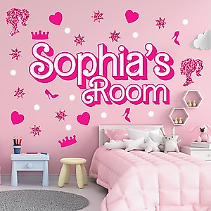 Iconic Style Personalized Wall Decor - Hot Pink Wall Decals Peel and Stick - Perfect Accessories for Women Party - Ideal for Bedroom Decor - Loved by Kids, Girls, Women