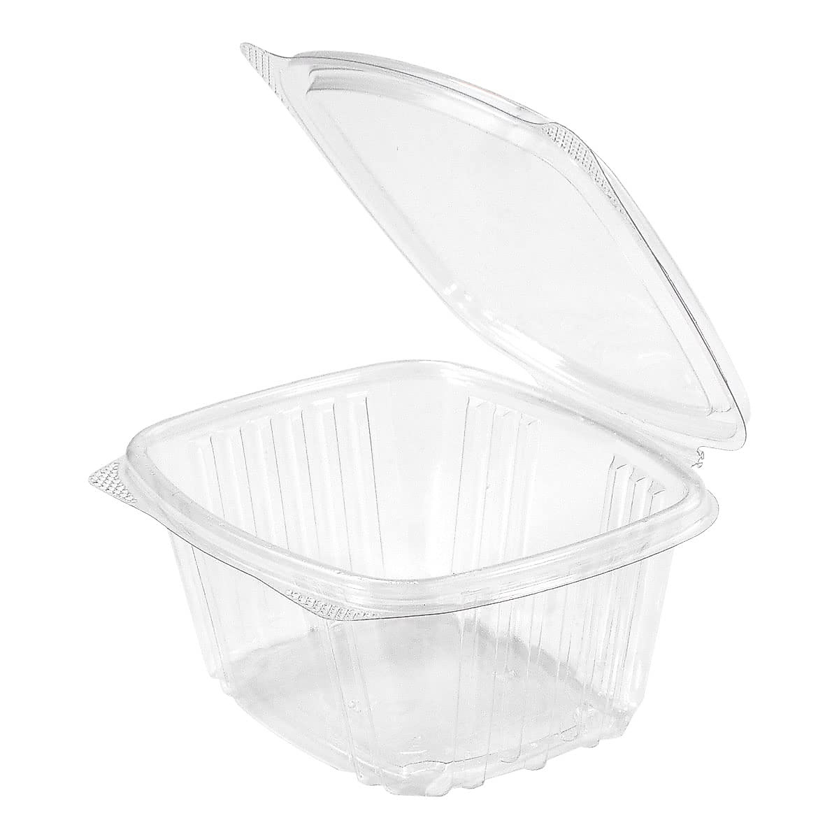 Genpak AD16 | 16oz Clear PET Hinged Deli Container | Recyclable, Made with up to 30% Post-Consumer Content, BPA Free, Made in The USA | 5.50" x 4.88" x 2.50" Case Count 200