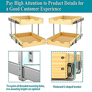 OCG 2 Tier Pull Out Drawers for Cabinets 11" W x 21" D, Double Tier Slide Out Wood Cabinet Organizer, Pull Out Shelves for Base Cabinet Organization in Kitchen, Pantry, Bathroom