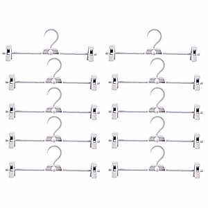 Cabilock Plastic Hangers 10pcs Space- White Clothing for Skirt Clips Drying Pants Pant Slack Plastic Rack Jeans Non- Home Balcony Adjustable Clip Skirts Hangers Slacks Trouser Non Pants Hangers