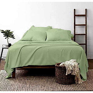 MGPS 100% Real Certified Organic Cotton Bedsheet Set, Full Size 6 Piece 1000 Thread Count Sheets Sets, [1 Fitted + 1 Flat + 4 Pillowcases], Fits Mattress Upto 10" Deep Pocket - Sage